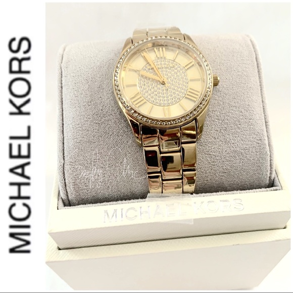 Michael Kors | Accessories | Nwt Authentic Mk Gold Tone Pave Dial Watch ...